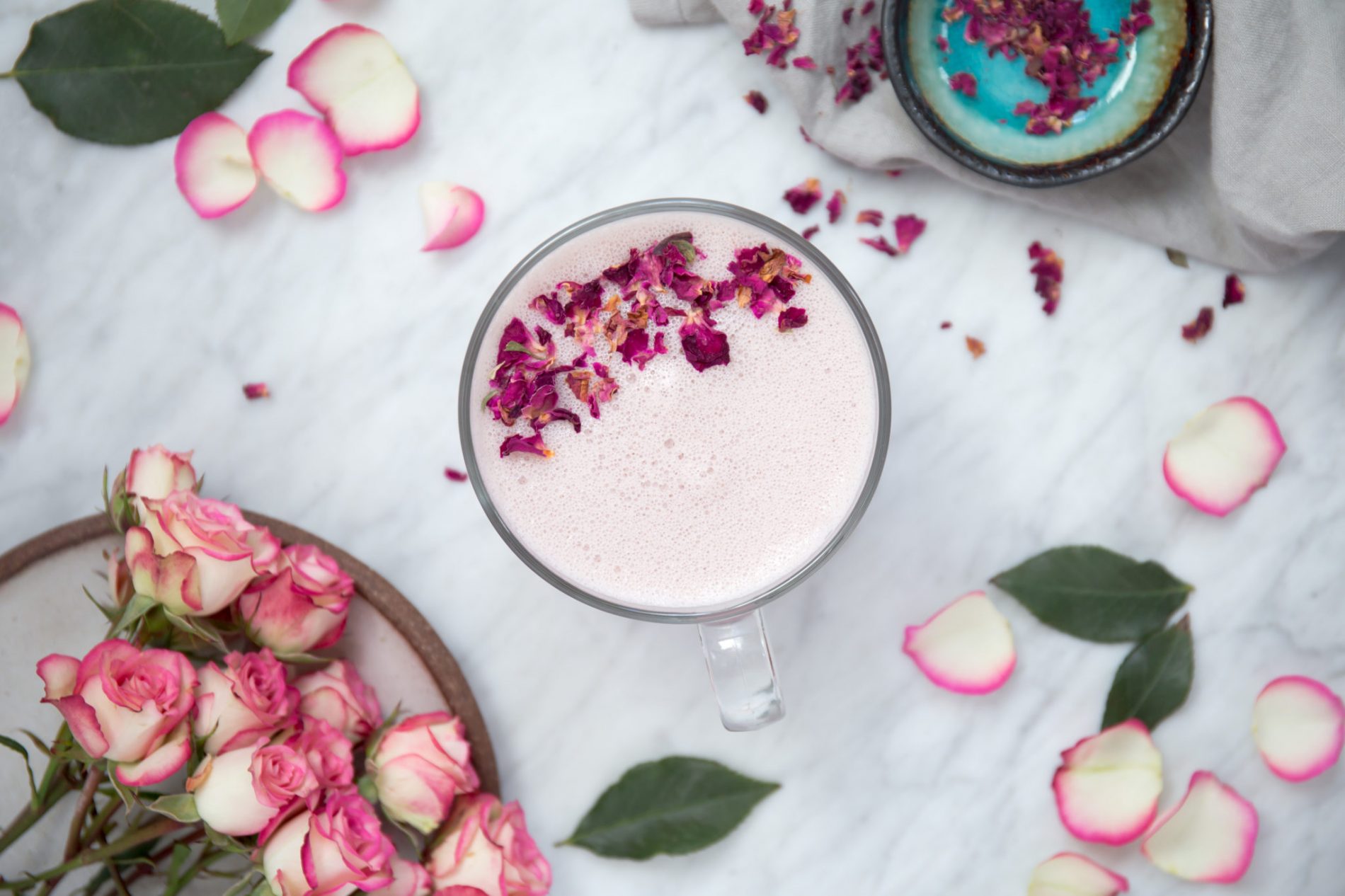 Rose Latte (Dairy Free, Refined Sugar Free, Stress Reducing) | Liz Moody