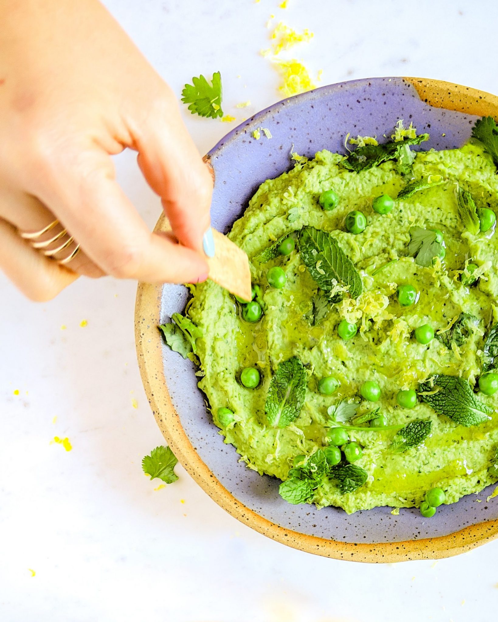 Herby Spring Pea Hummus (Gluten Free, Dairy Free) - Liz Moody