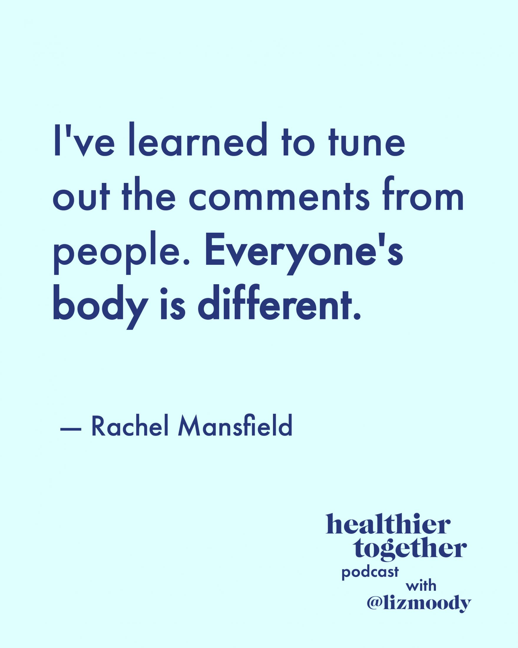 Rachel Mansfield on the Healthier Together Podcast | Liz Moody